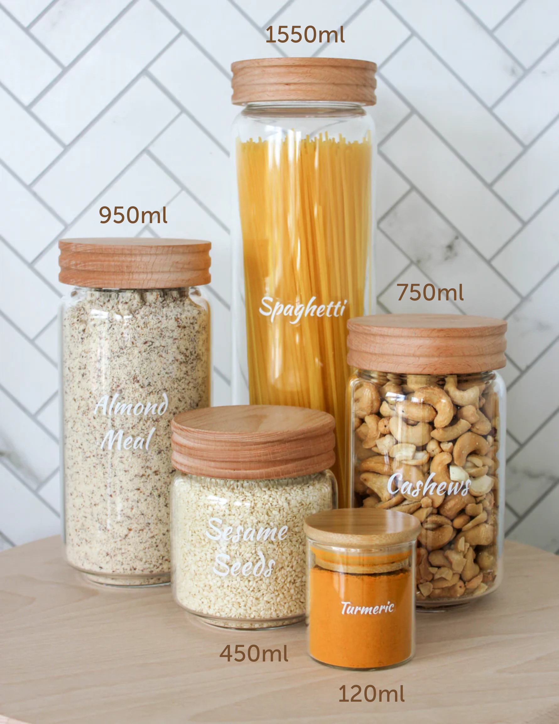Glass Jar with Wooden Lid - 450ml – Treat & Co